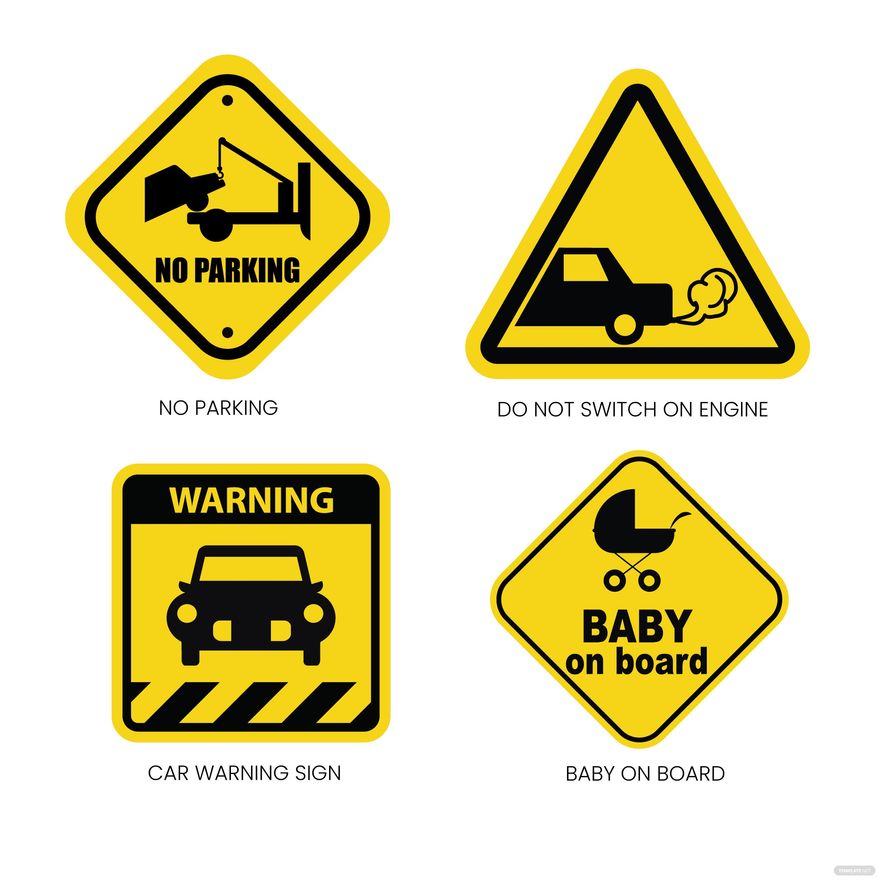 Free Car Warning Sign Vector - EPS, Illustrator, JPG, PNG, SVG ...