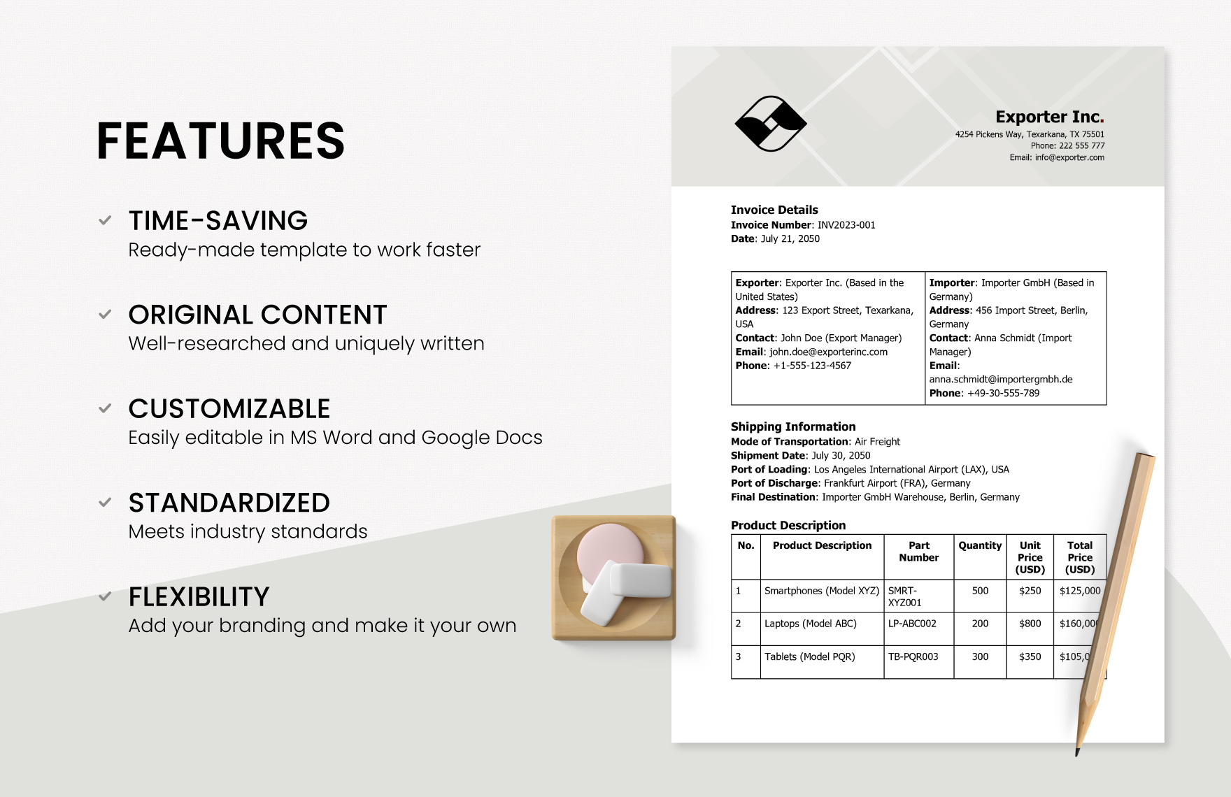 Commercial Sales Invoice Template - Download in Word, Google Docs ...