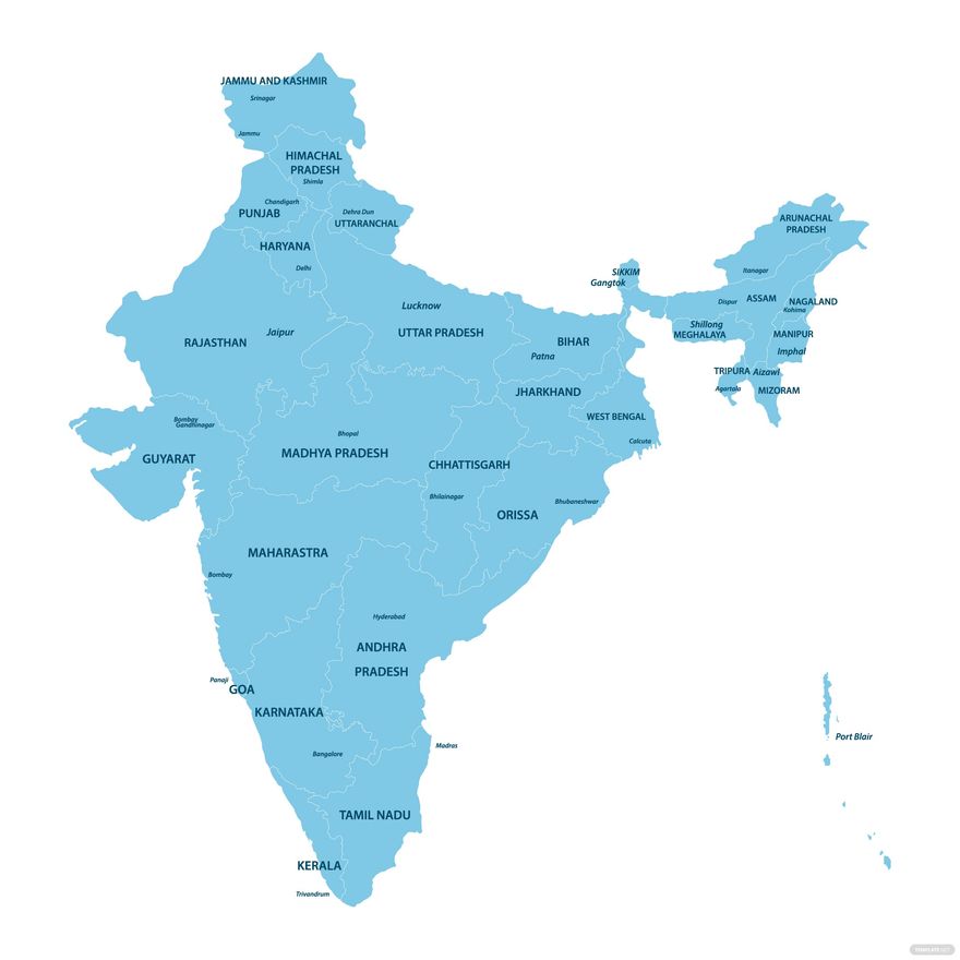 Free India Map Vector With States - EPS, Illustrator, JPG, PNG, SVG ...