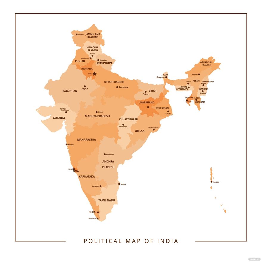 Free India Political Map Vector - EPS, Illustrator, JPG, PNG, SVG ...