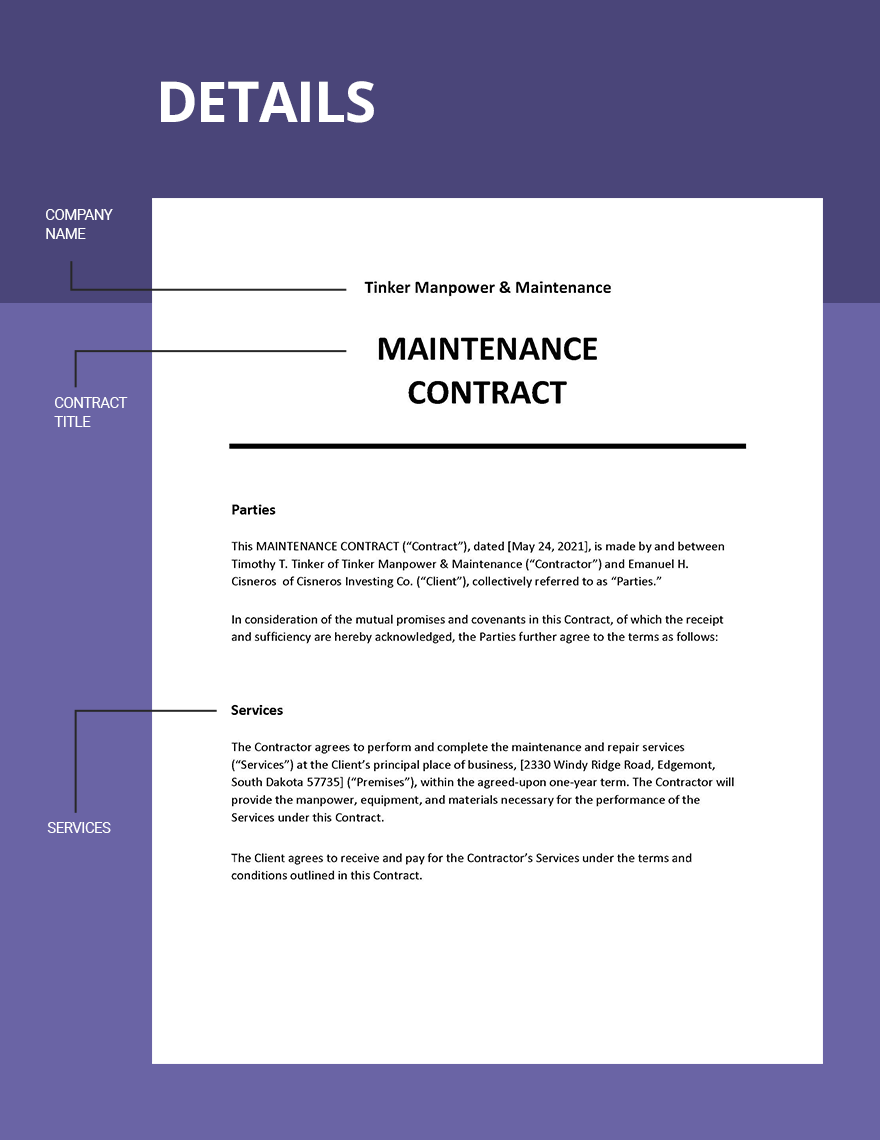 Maintenance Contract Template - Google Docs, Word, Apple Pages, PDF ...