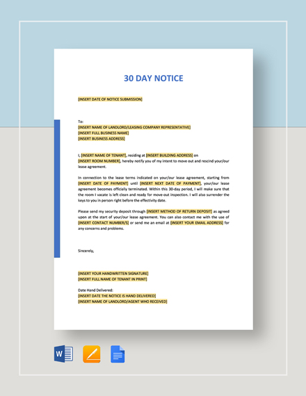 14+ Resignation Letter With 30 Day Notice Template - PDF, Word, Apple ...