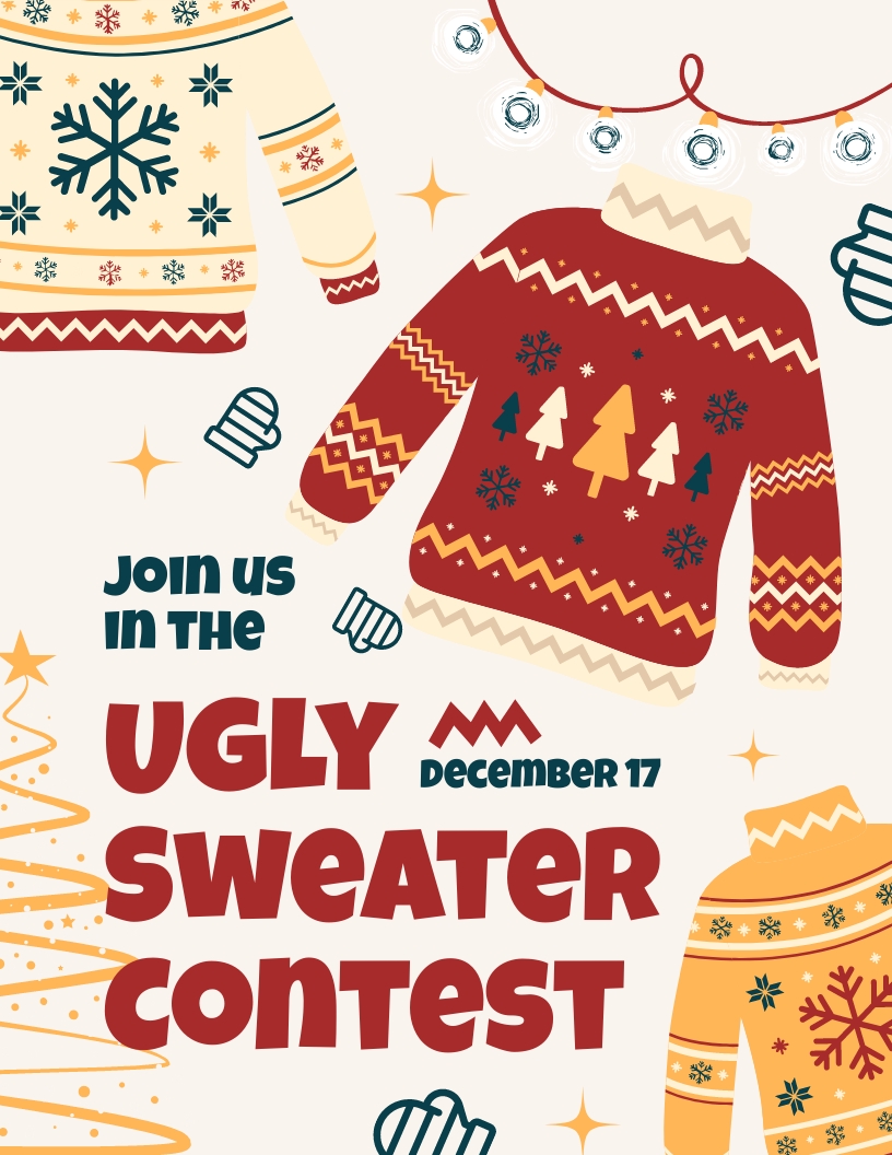 Ugly Sweater Contest Flyer Template Template