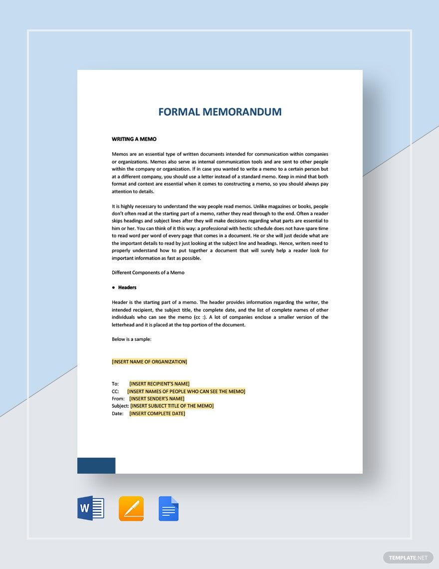 Sample Formal Memorandum Template In Google Docs Word Pages