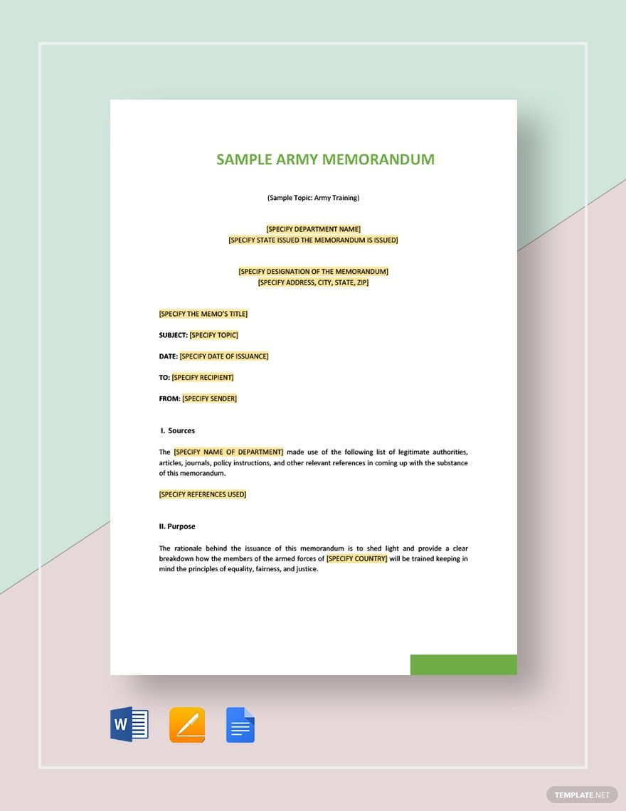 Sample Army Memo Template Download In Word Google Docs Apple Pages 