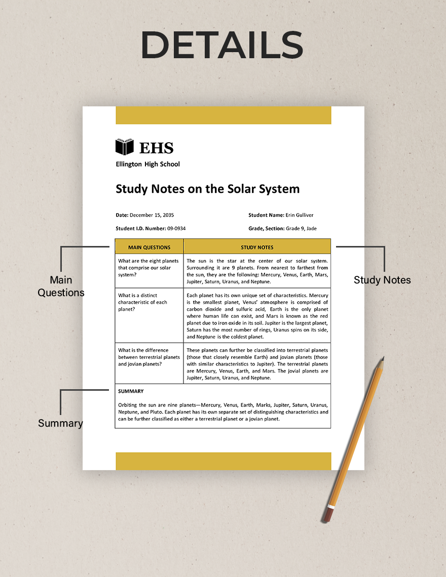 Study Note Template - Download in Word, Google Docs, Apple Pages ...