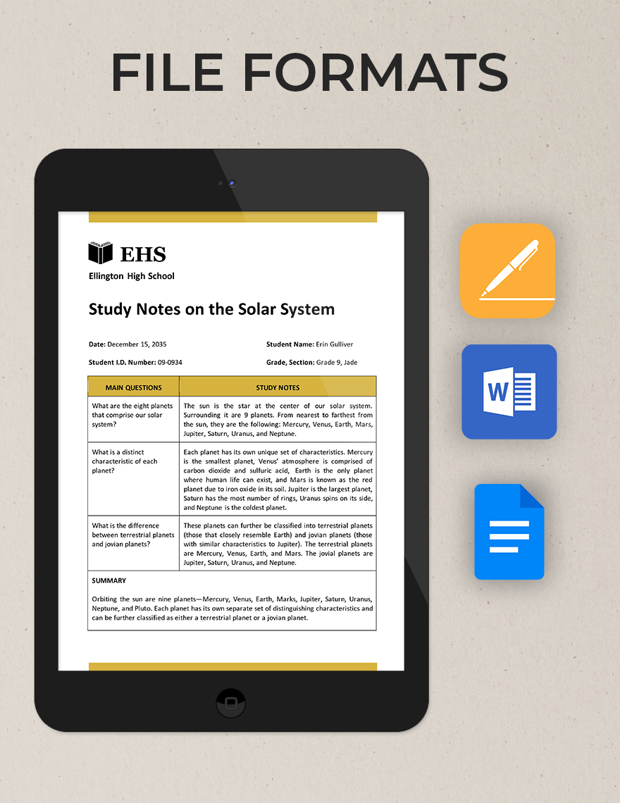 Study Note Template - Download in Word, Google Docs, Apple Pages ...