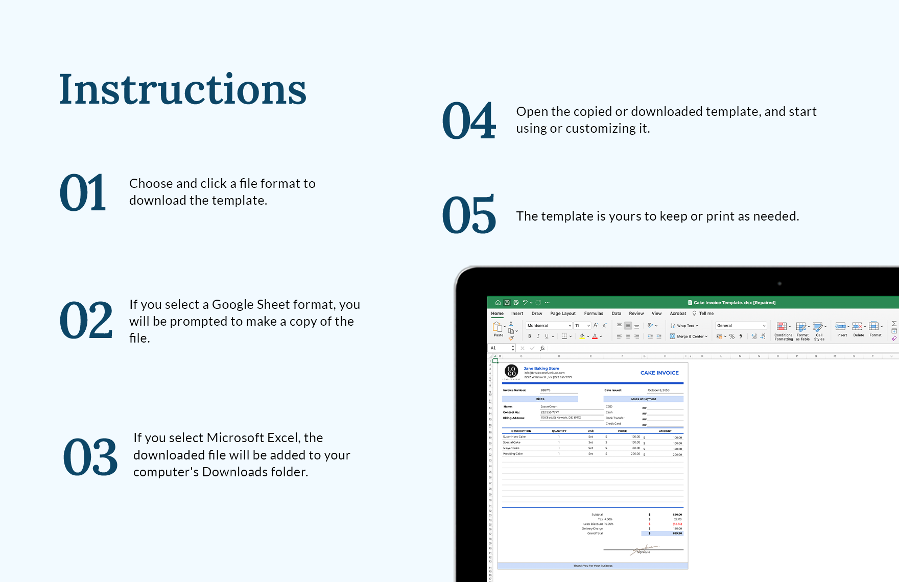 Cake Invoice Template - Download in Word, Google Docs, Excel, Google ...