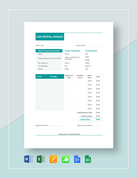 Car Invoice Template - 23+ Free Word, Excel, PDF Format Download