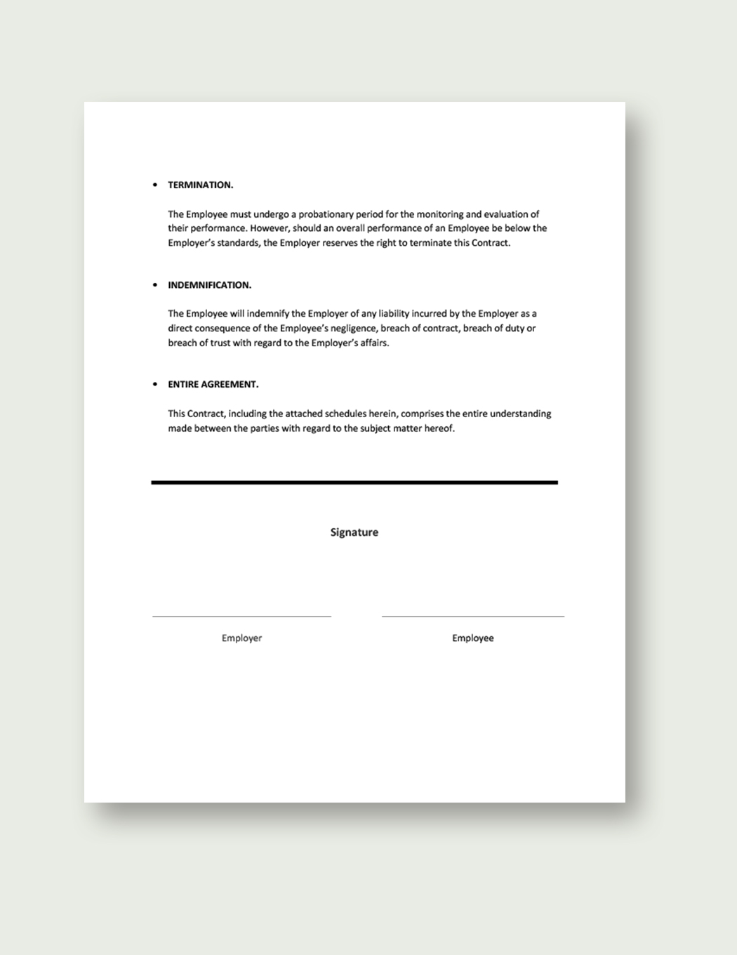 Employment Contract Template - Google Docs, Word, Apple Pages ...