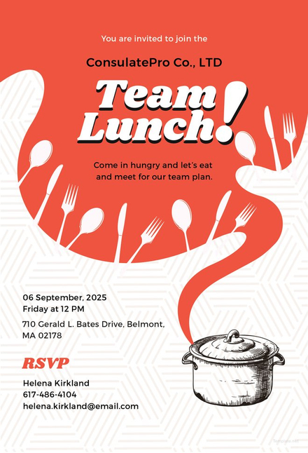 Free Team Lunch Invitation Template In Adobe Illustrator Template