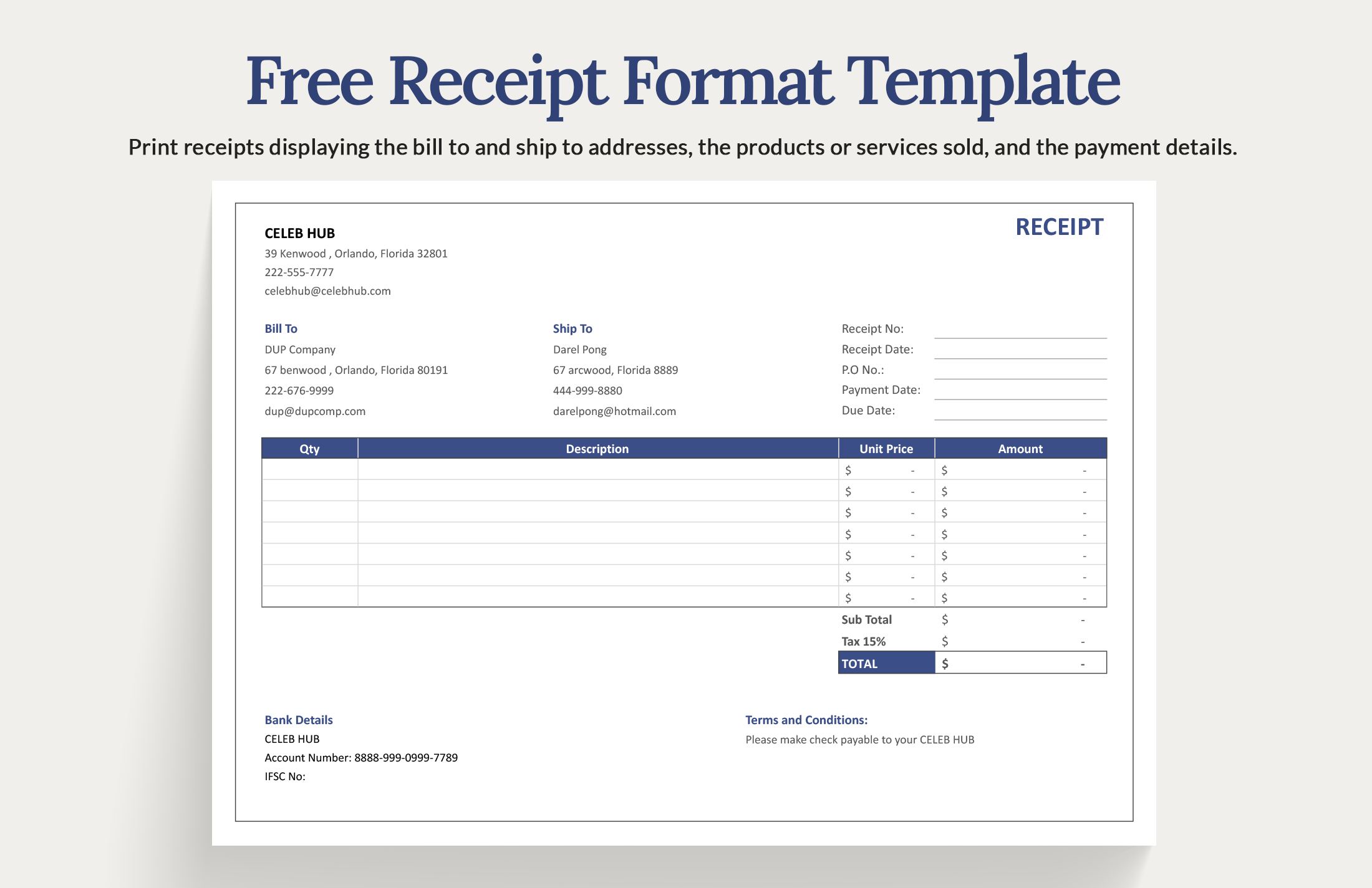 Free Receipt Format Template Word Google Docs Excel Google Sheets Apple Pages Apple 