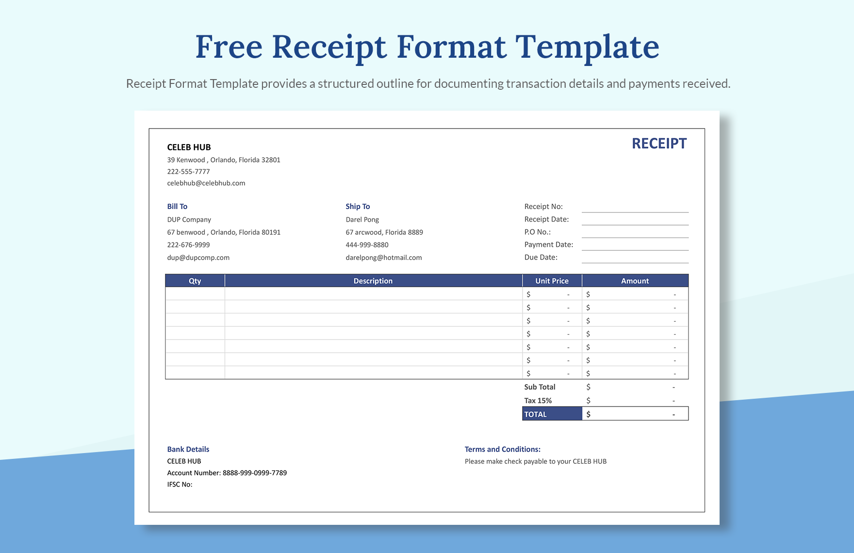 Free Receipt Format Template Download In Word Google Docs Excel 