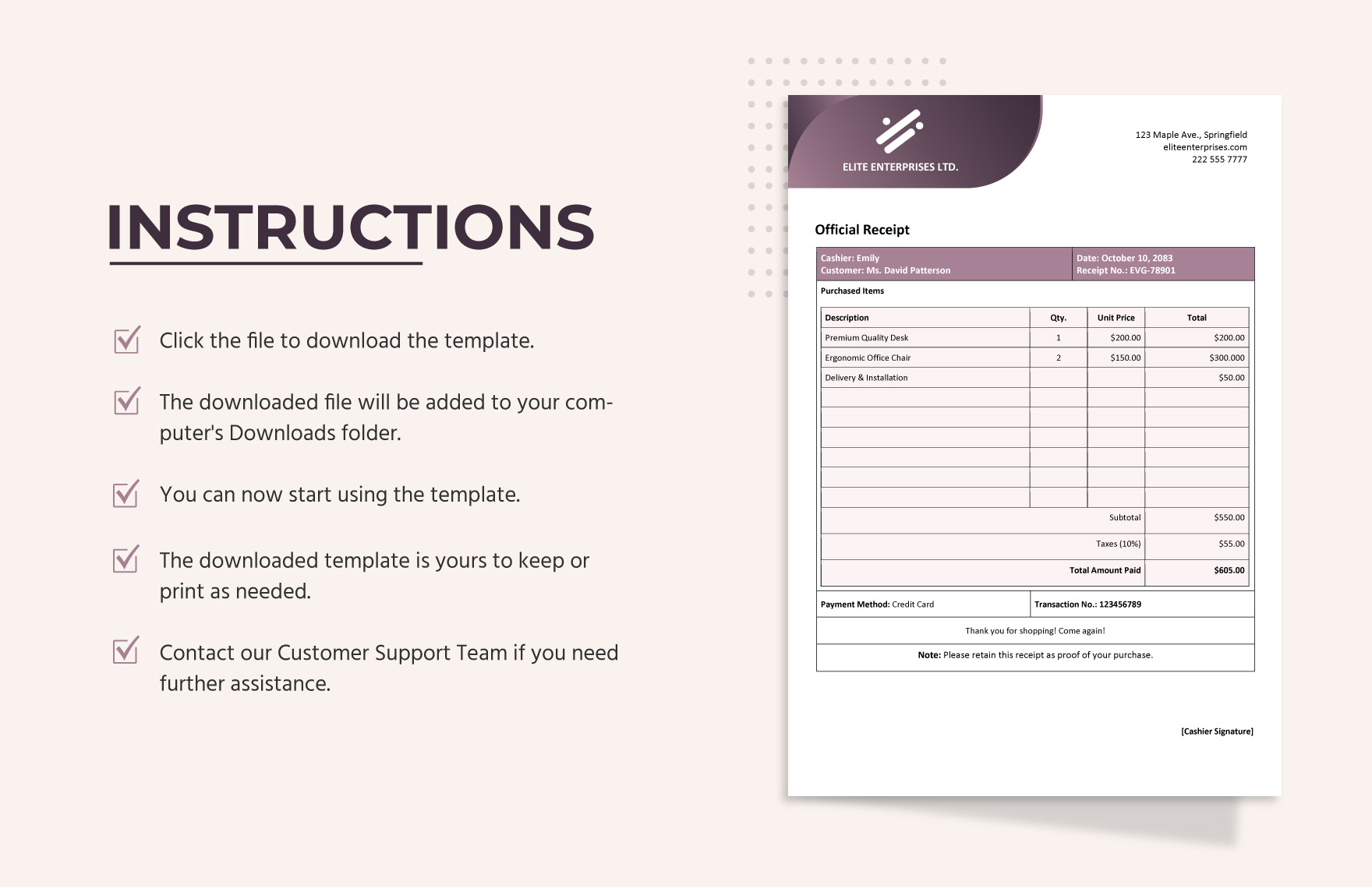 Official Receipt Template in Numbers, Pages, MS Excel, Google Sheets ...