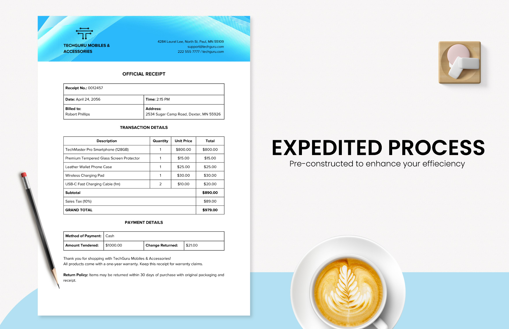Official Receipt Template - Download in Word, Google Docs, Excel, PDF ...
