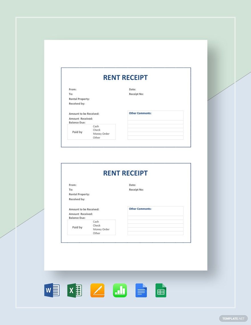 Free Printable Rent Receipt Template Download In Word Google Docs 