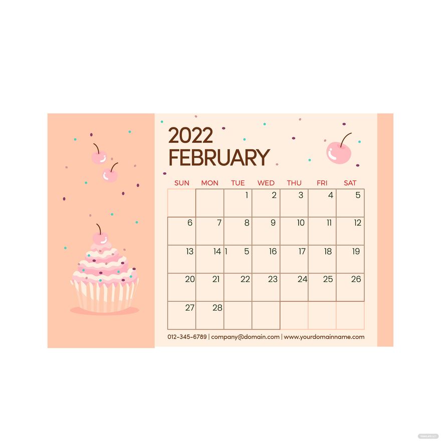 Free February 2022 Monthly Calendar Vector - EPS, Illustrator, JPG, PNG ...
