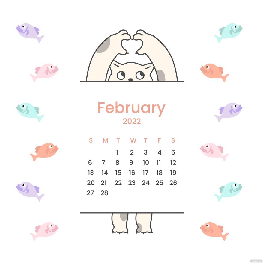 Free Cartoon February 2022 Calendar Vector - EPS, Illustrator, JPG, PNG ...