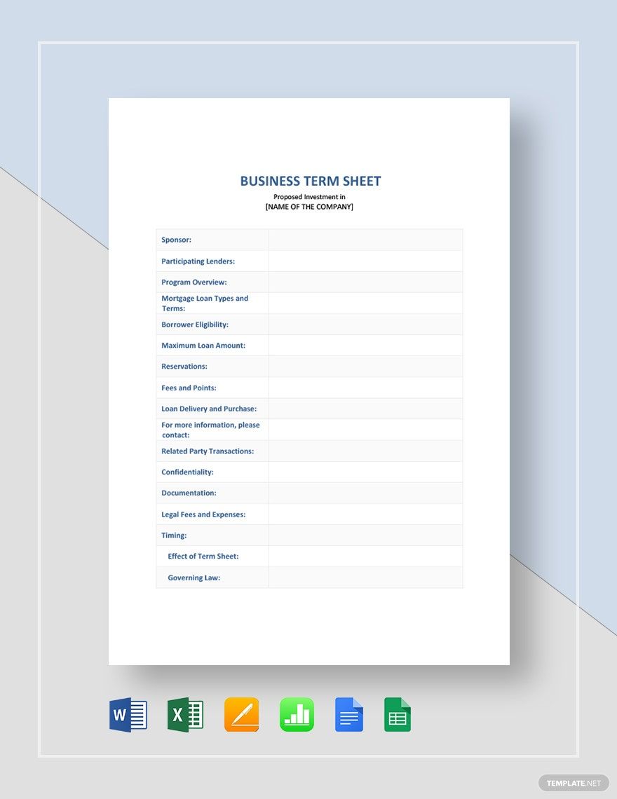 Term Sheet Template In Numbers Pages Word Excel Google Docs Google Term Sheet Template In Numbers Pages Word Excel Google Docs Google