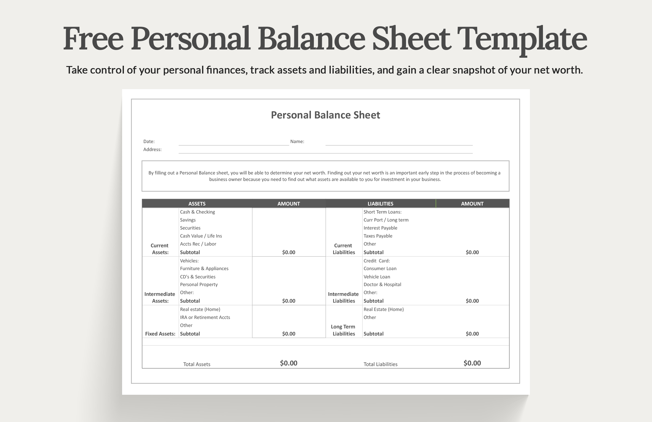 Free Personal Balance Sheet Template Word Google Docs Excel Google Free Personal Balance Sheet Template Word Google Docs Excel Google