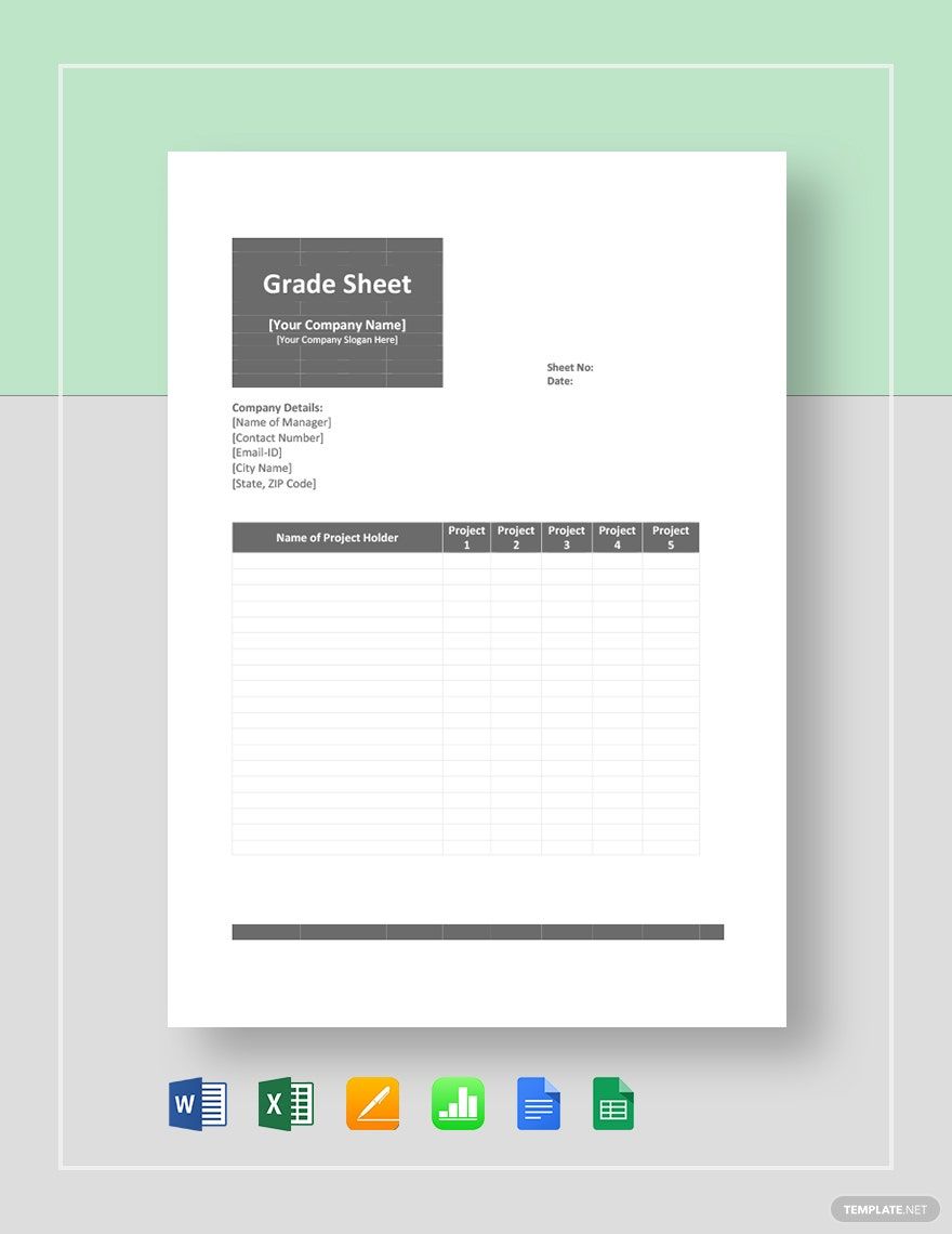 Grade Sheet Template Download In Word Google Docs Excel Google 