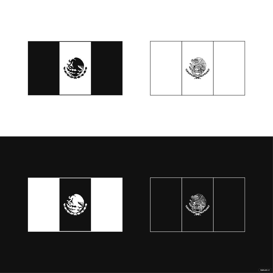 Free Black And White Mexican Flag Vector Download In Illustrator EPS 