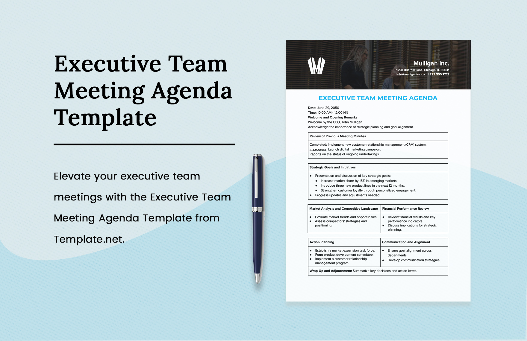 Executive Team Meeting Agenda Template Download In Word Google Docs PDF Template