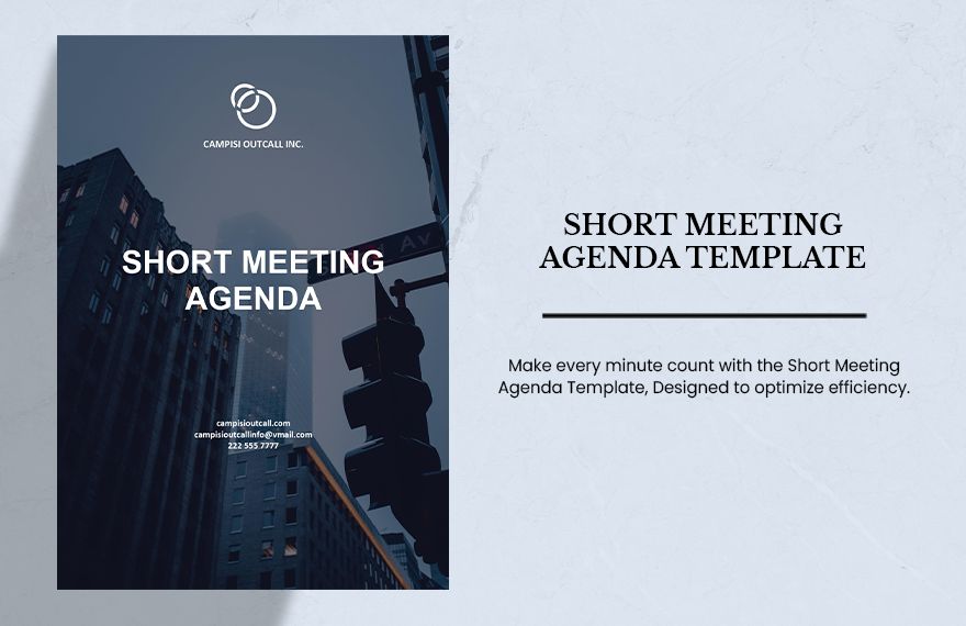 Short Meeting Agenda Template - Google Docs, Word, Apple Pages ...