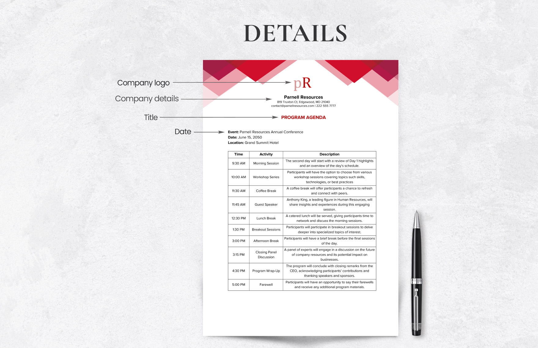 Program Agenda Template - Download in Word, Google Docs, PDF | Template.net