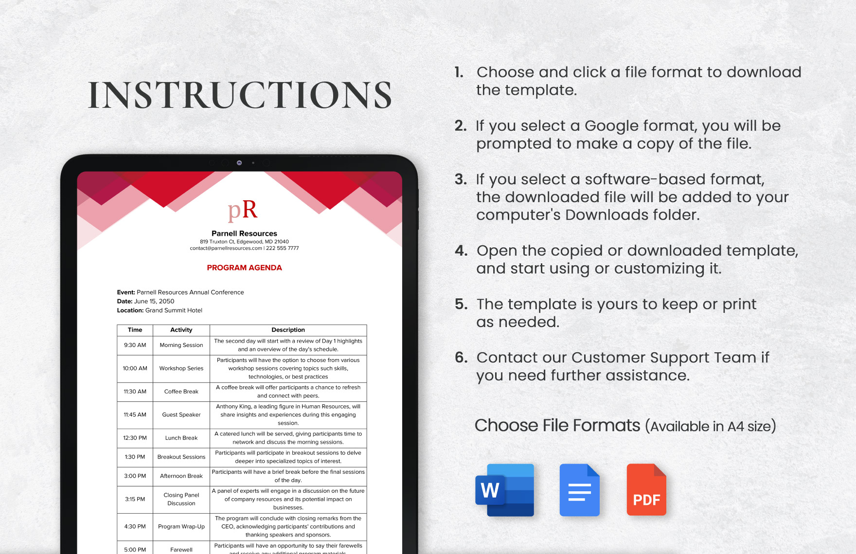 Program Agenda Template - Download in Word, Google Docs, PDF | Template.net