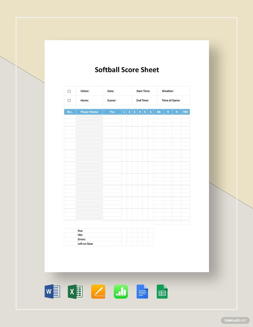 Softball Score Sheet Template Google Docs Google Sheets Excel Word 