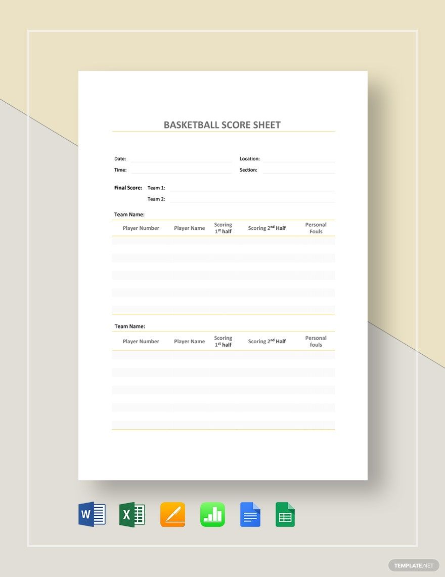 Basketball Score Sheet Template Download In Word Google Docs Excel 
