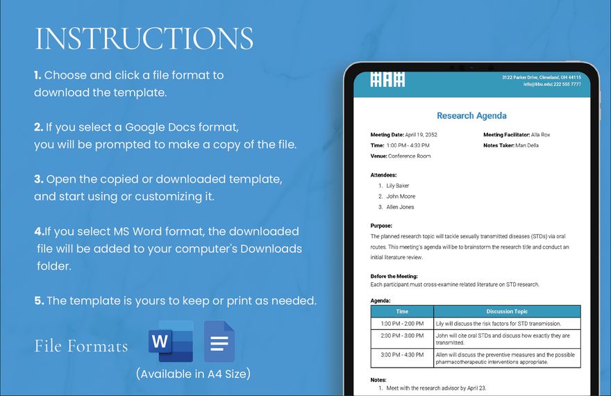 Research Agenda Template - Google Docs, Word, Apple Pages | Template.net