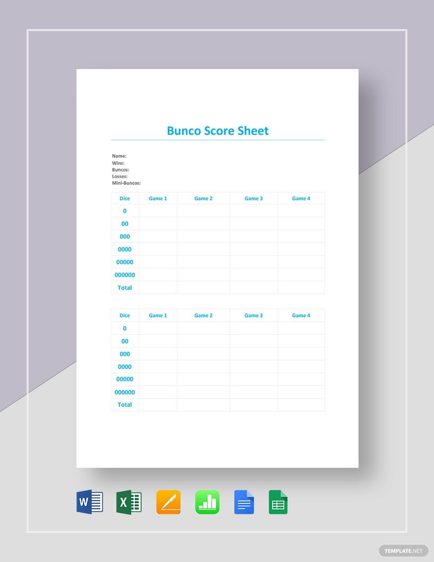 Bunco Score Sheet Template Download In Word Google Docs Excel 