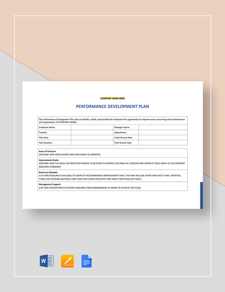 Performance Development Plan Template - 10+ Free Word, PDF Format Download