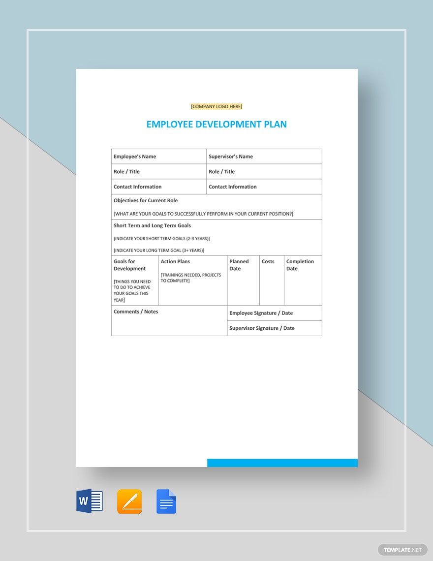 School Professional Development Plan Template - Google Docs, Word ...