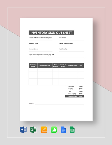 FREE Sign Out Sheet Template - PDF | Word (DOC) | Apple (MAC) Pages ...