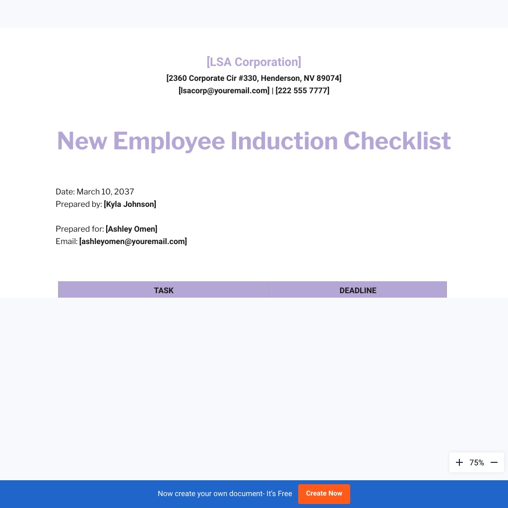 New Employee Induction Checklist Template - Download in Word, Google ...