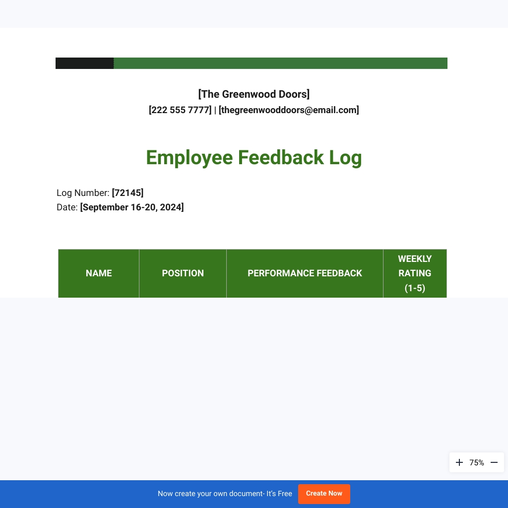 FREE Feedback Log Template Download In Word Google Docs Apple Pages