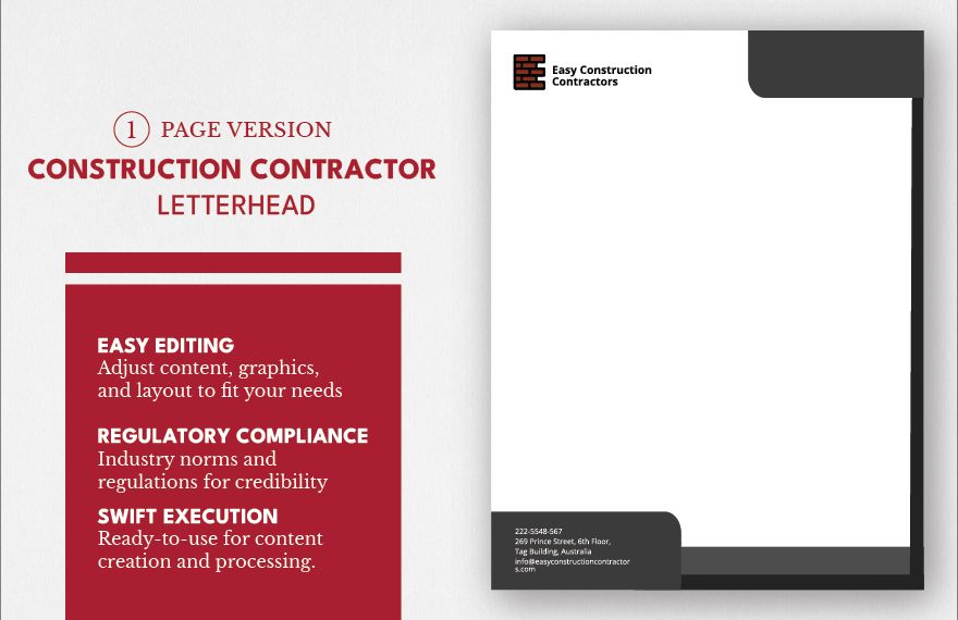 Construction Contractor Letterhead Template - Download in Illustrator ...