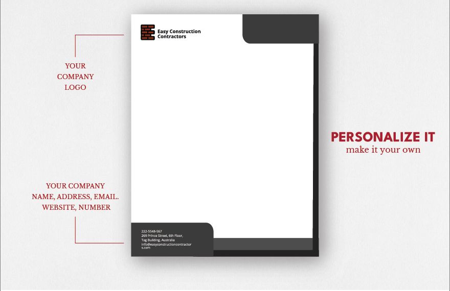 Construction Contractor Letterhead Template - Download in Illustrator ...