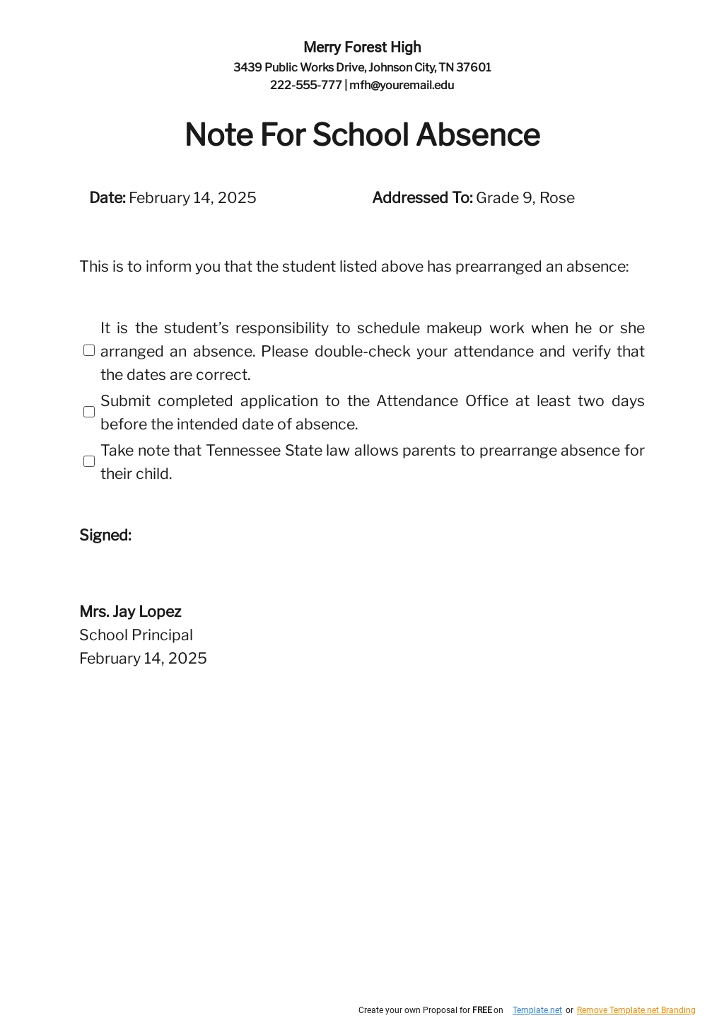 13 School Absence Letter Templates In PDF DOC
