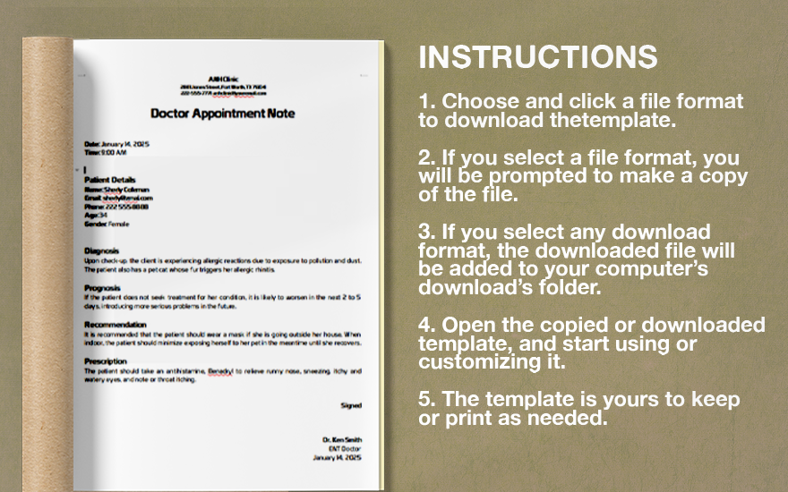 Doctor Appointment Notes Template - Google Docs, Word, Apple Pages ...