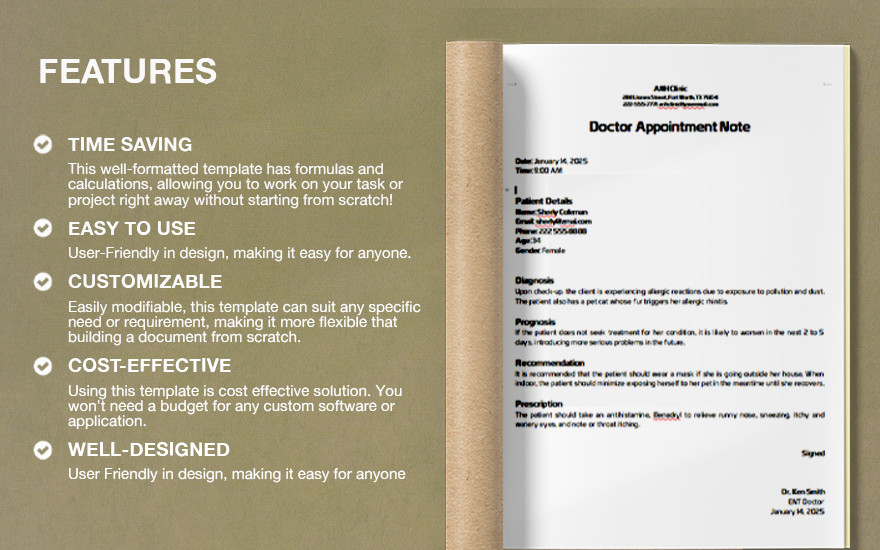 Doctor Appointment Notes Template - Google Docs, Word, Apple Pages ...