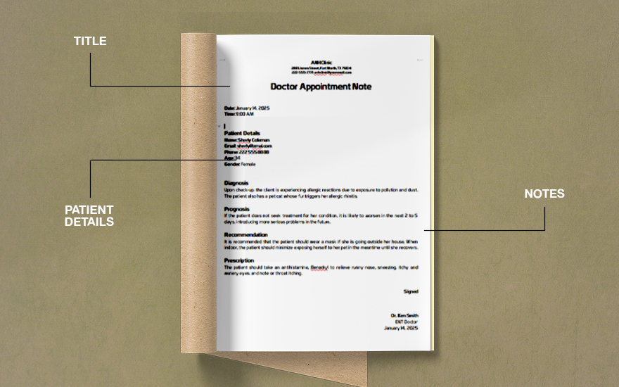 Doctor Appointment Notes Template - Google Docs, Word, Apple Pages ...