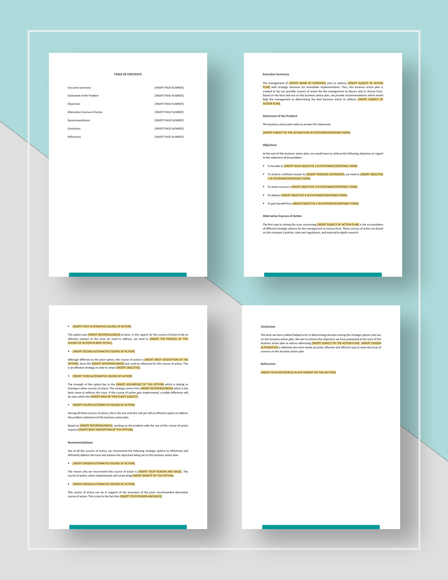 Business Action Plan Template - Download in Word, Google Docs, Apple ...