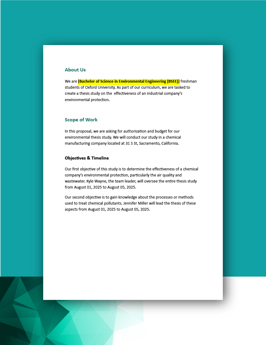 Thesis Proposal Template - Download in Word, Google Docs, PDF, Apple ...