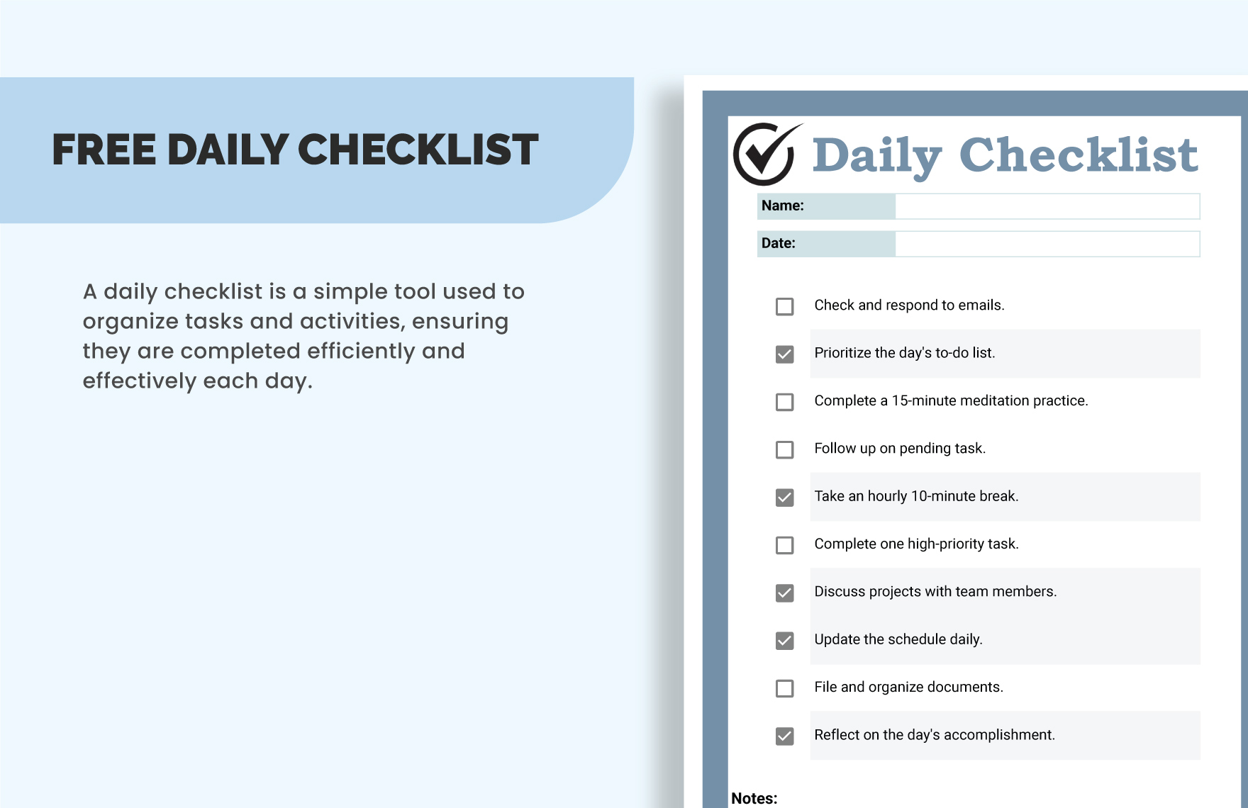 Free Daily Checklist Template Download In Word Google Docs Excel 