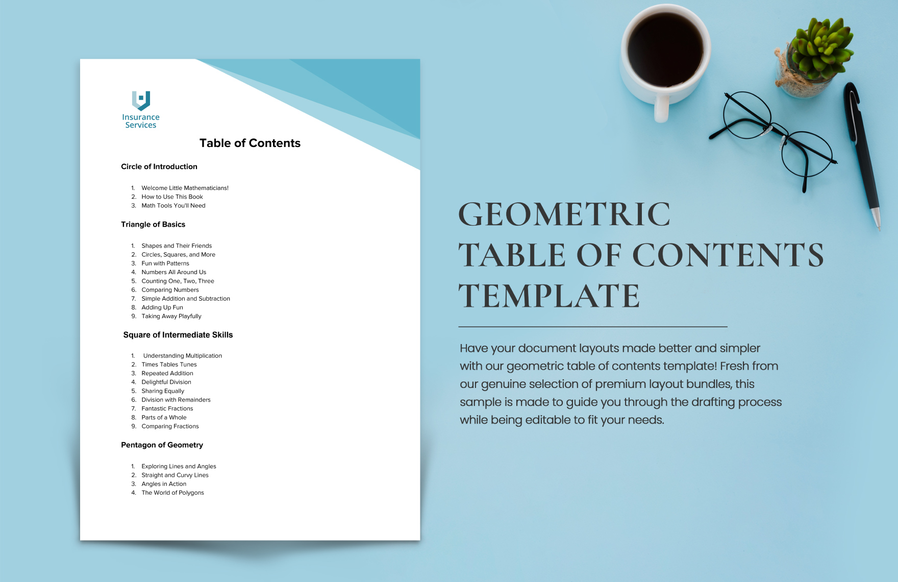 Geometric Table Of Contents Template Download In Word Google Docs PDF Apple Pages 