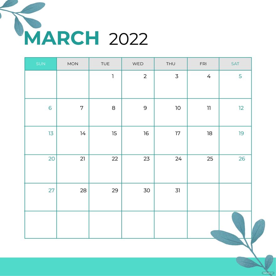 Free Simple March Calendar Vector - EPS, Illustrator, JPG, PNG, SVG ...